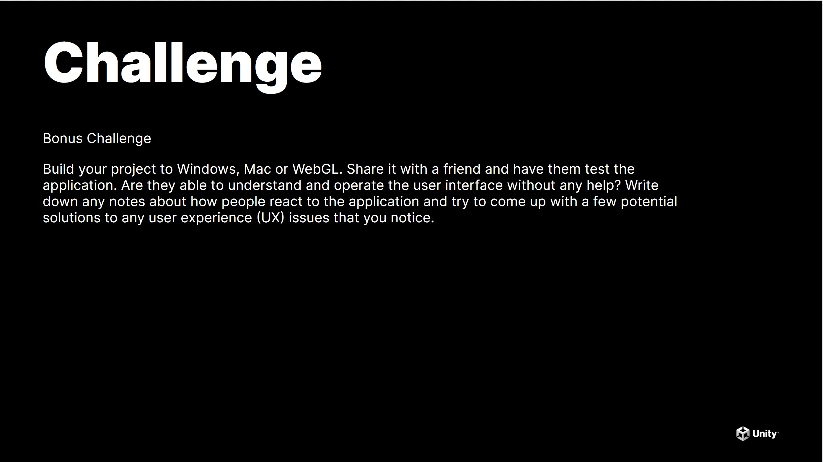 Module 6 Challenge - Unity Learn